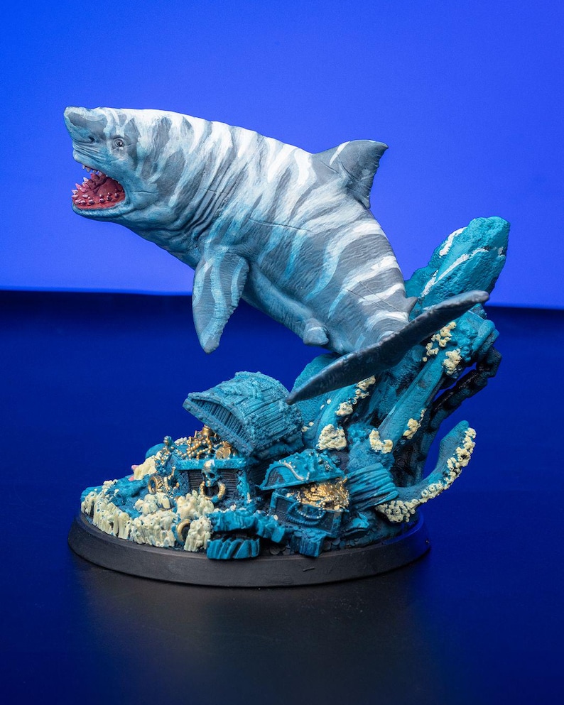 Epic Great White Shark Monster Miniature With Detailed Treasure Hoard ...