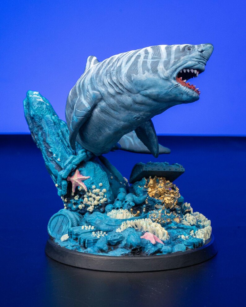 Epic Great White Shark Monster Miniature With Detailed Treasure Hoard ...