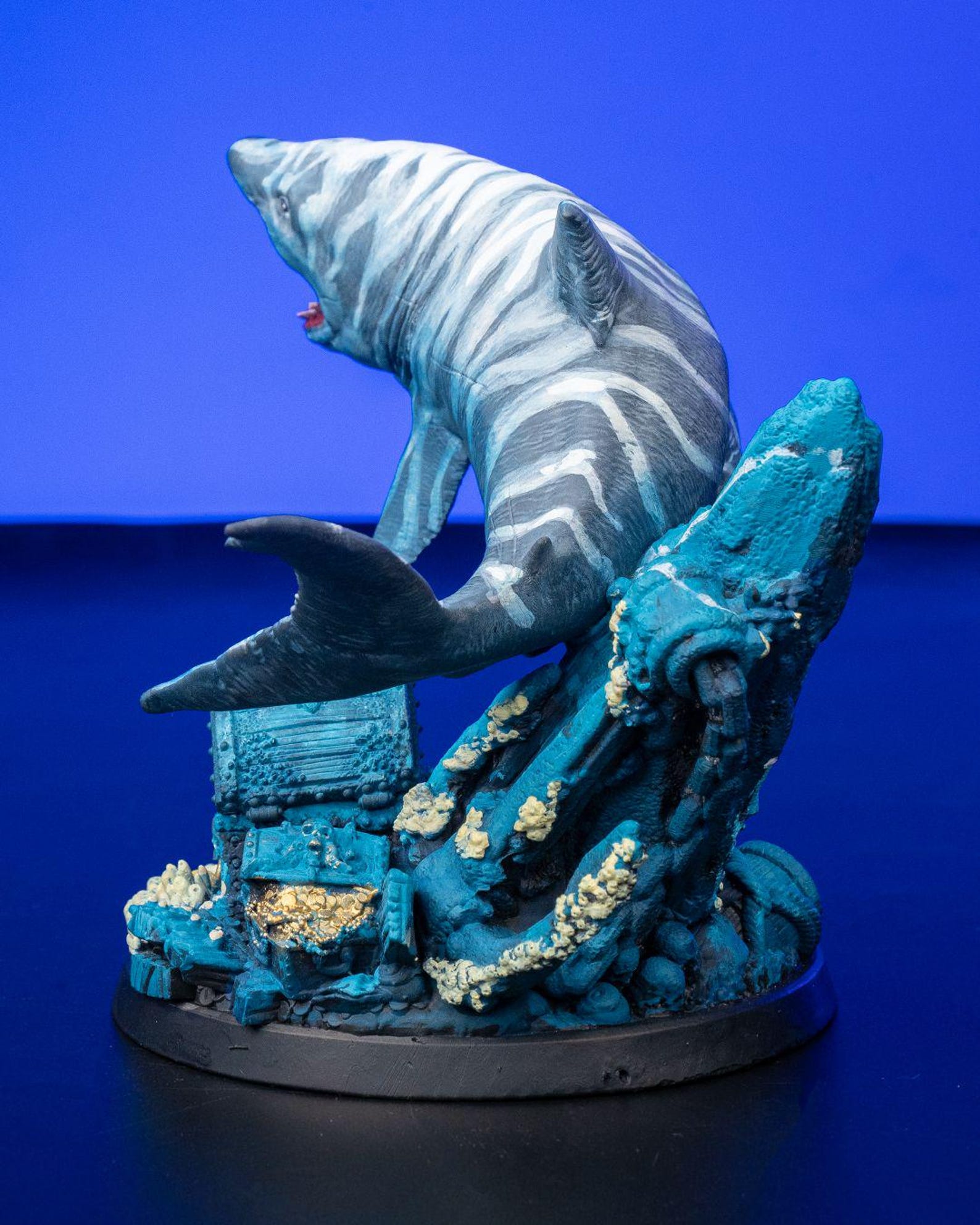 Epic Great White Shark Monster Miniature With Detailed Treasure Hoard ...