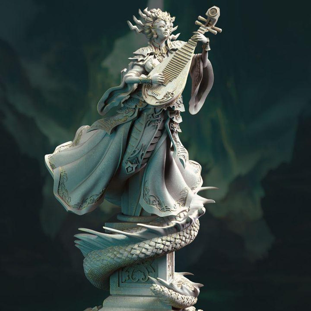 Eastern Medusa, Serpent Bard Miniature, 3D Printed Serpentfolk for D&D ...