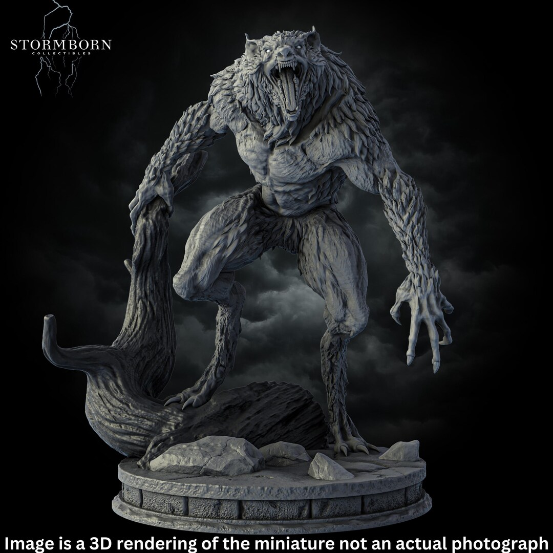 Werewolf Miniature Shadowclaw Lycanthrope for Dnd Pathfinder Ttrpgs 3D ...