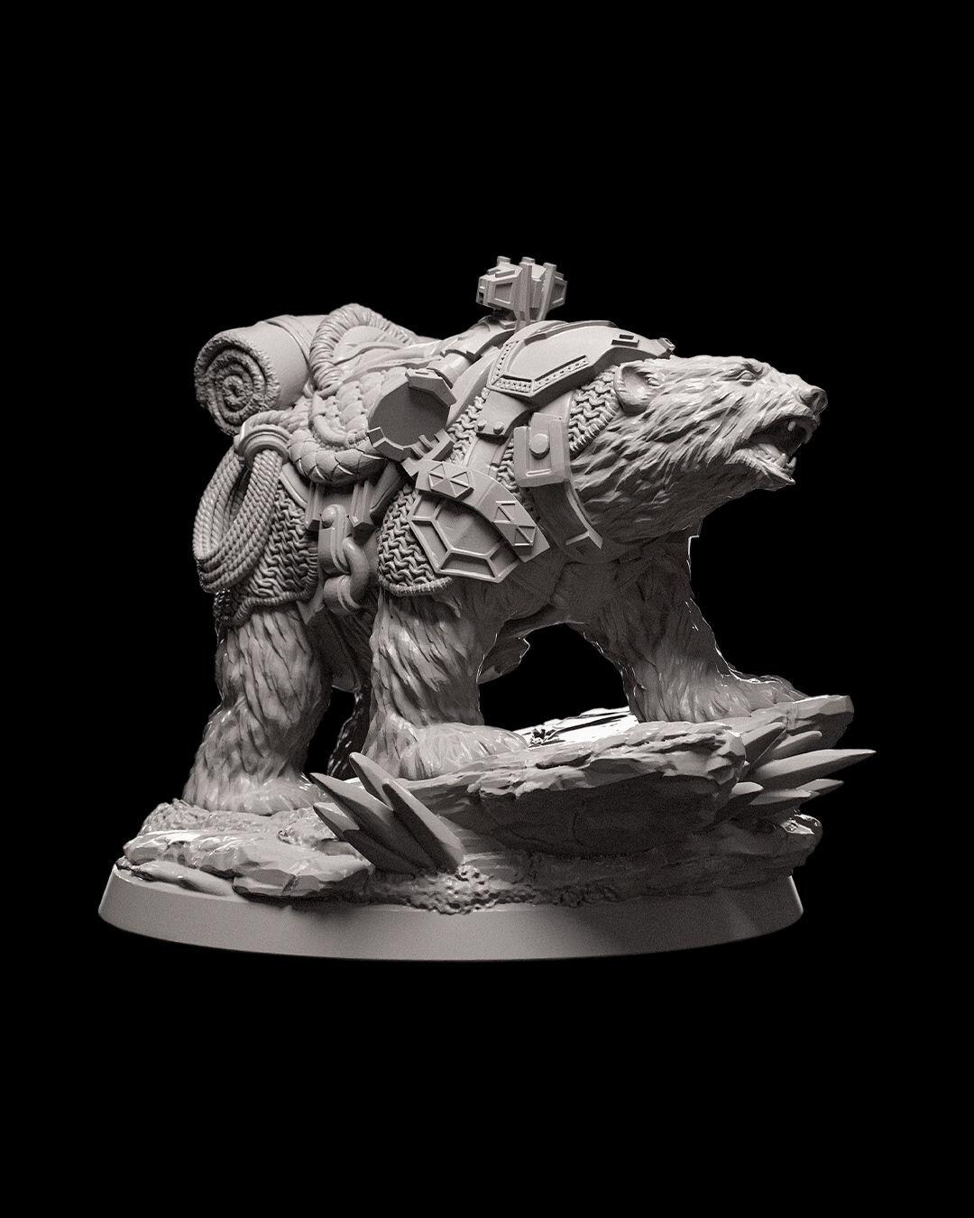 Armored Bear Mount Animal Companion Resin 3D Printed Miniature for Dnd ...