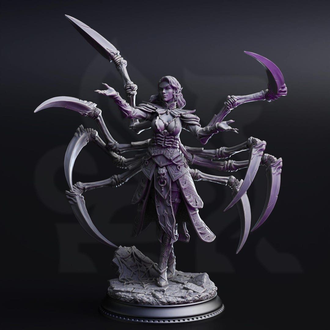 Female Spider Sorceress Ascended Mage Miniature: 3D Printed Drow Demon ...