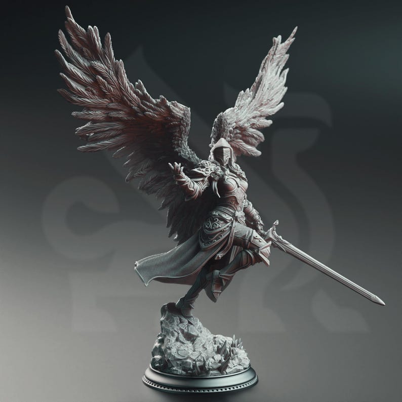 Angelic Female Paladin Miniature With Wings Female Warrior Dnd 3D ...