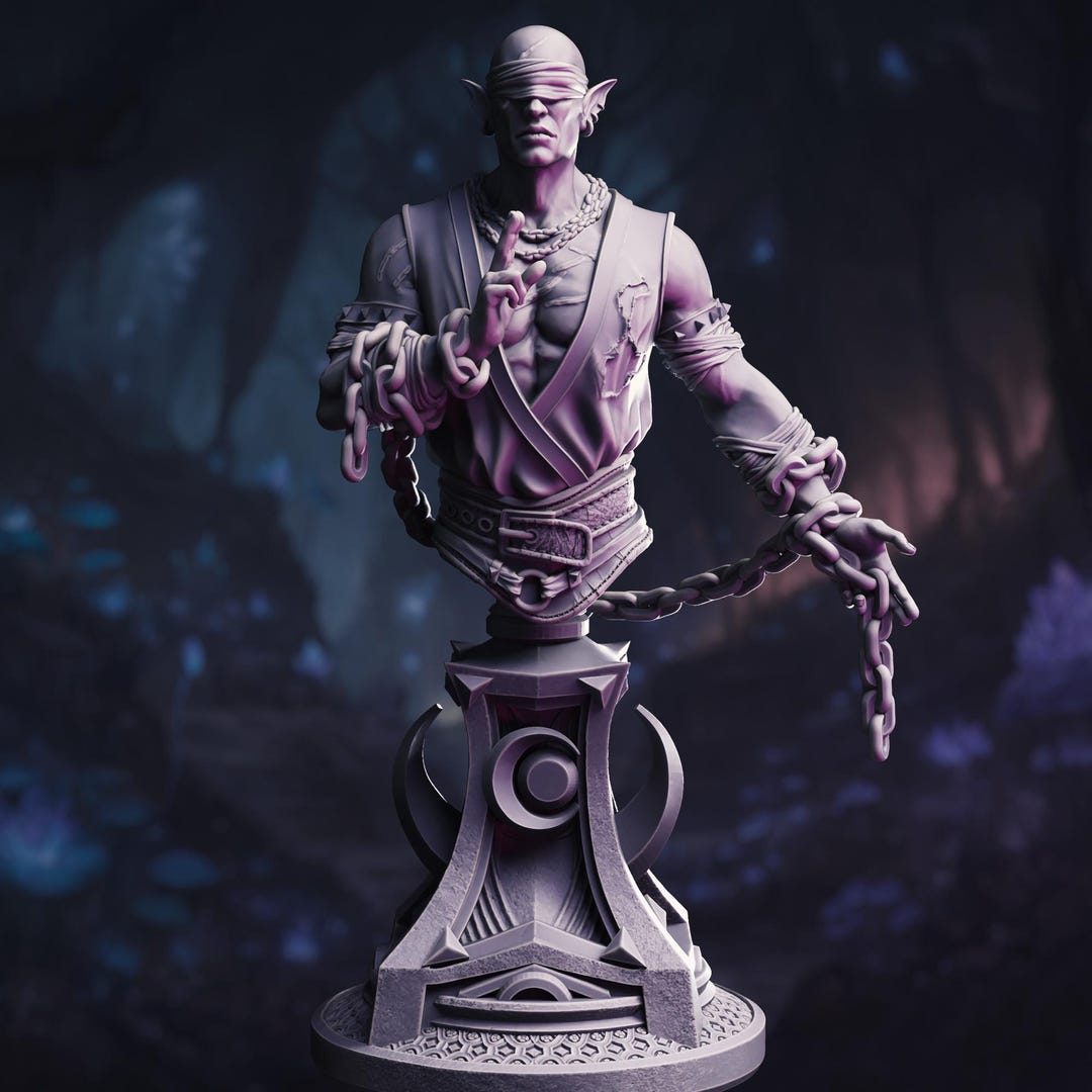 3D Printed Drow Monk Bust Miniature: Lunar Martial Artist - Etsy