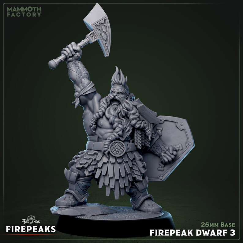 Dwarf Axemaster Miniature Firepeak Heavy Axe Warrior 3D Printed Resin ...