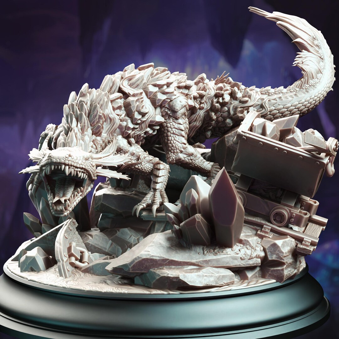 Lava Elemental Salamander Miniature Fire Lizard Monster Miniature 3D ...