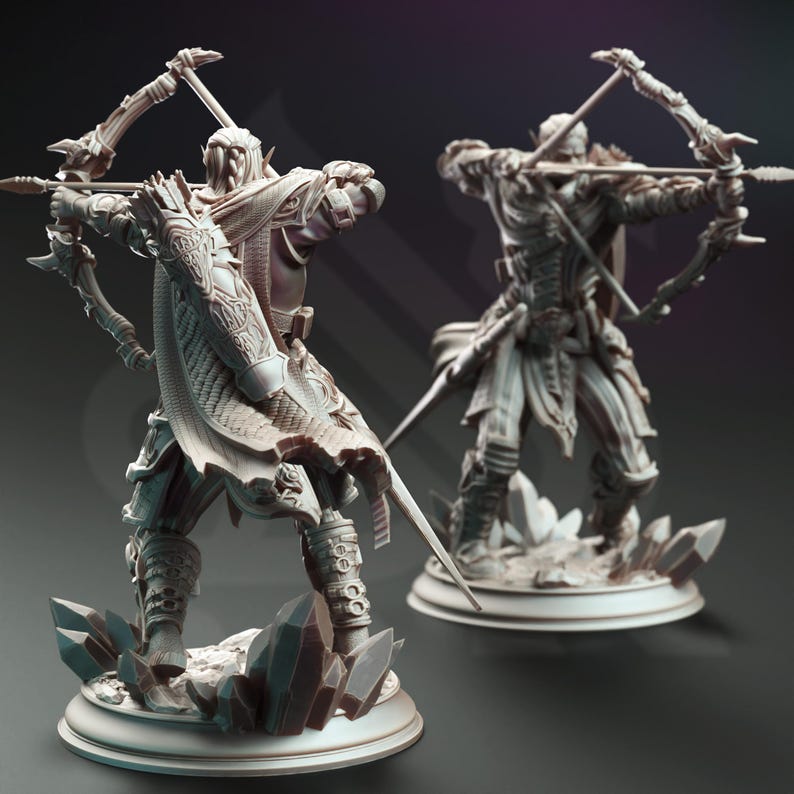 Drow Ranger Miniature: Dark Elf Archer, Dnd TTRPG, 3D Printed - Etsy