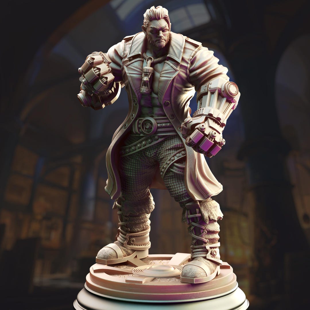 Steampunk Strongman Fighter Cybernetic Brawler Miniature Dnd Enforcer ...