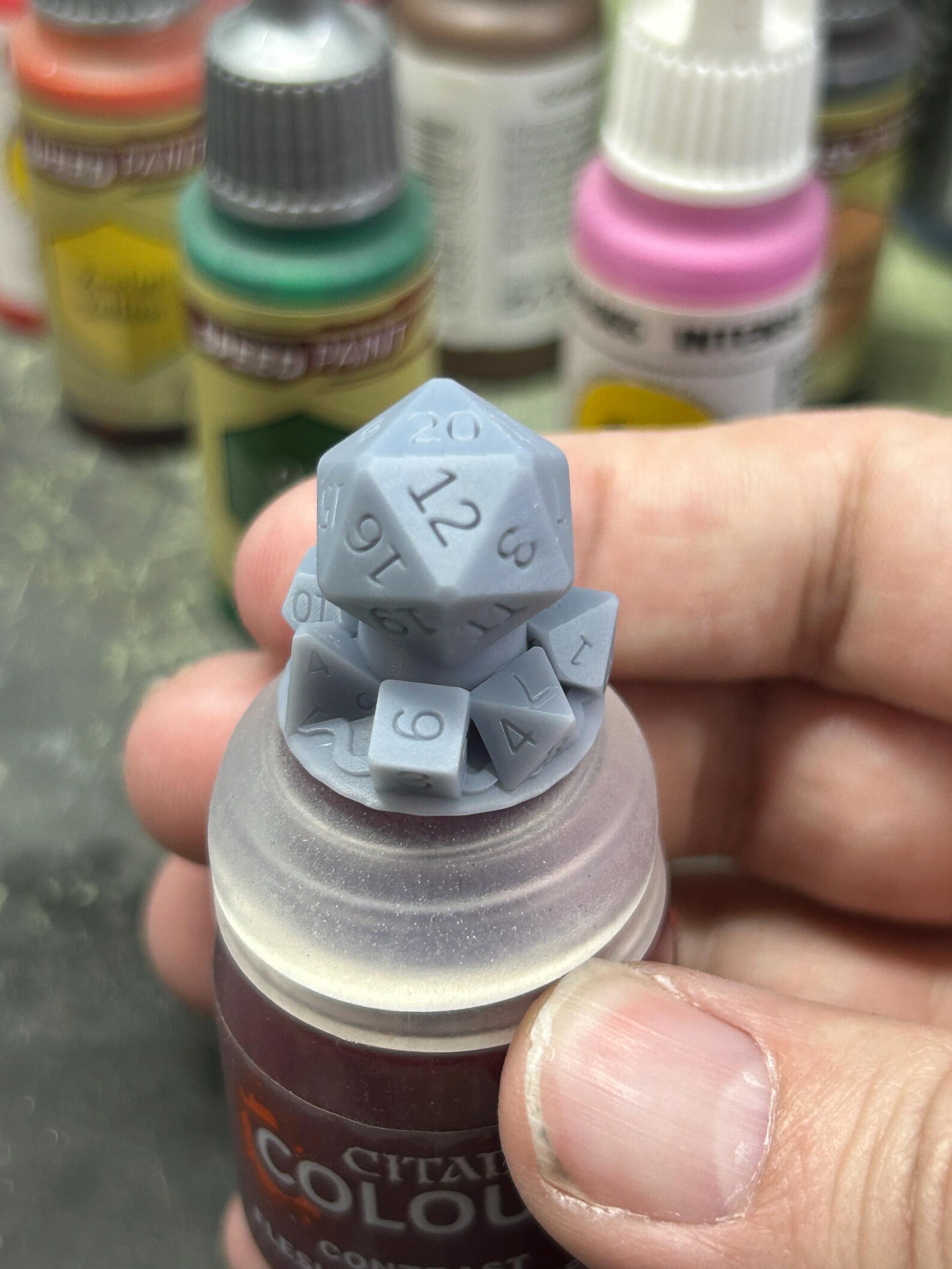Dice Pile Paint Bottle Topper - 3D Printed Resin DND Dice Cap - Etsy