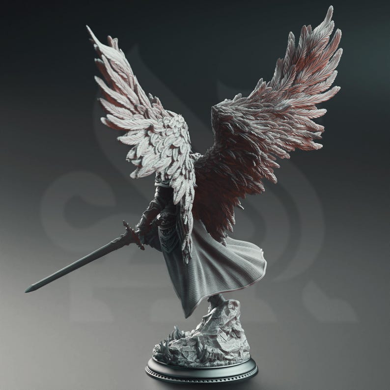 Angelic Female Paladin Miniature With Wings Female Warrior Dnd 3D ...