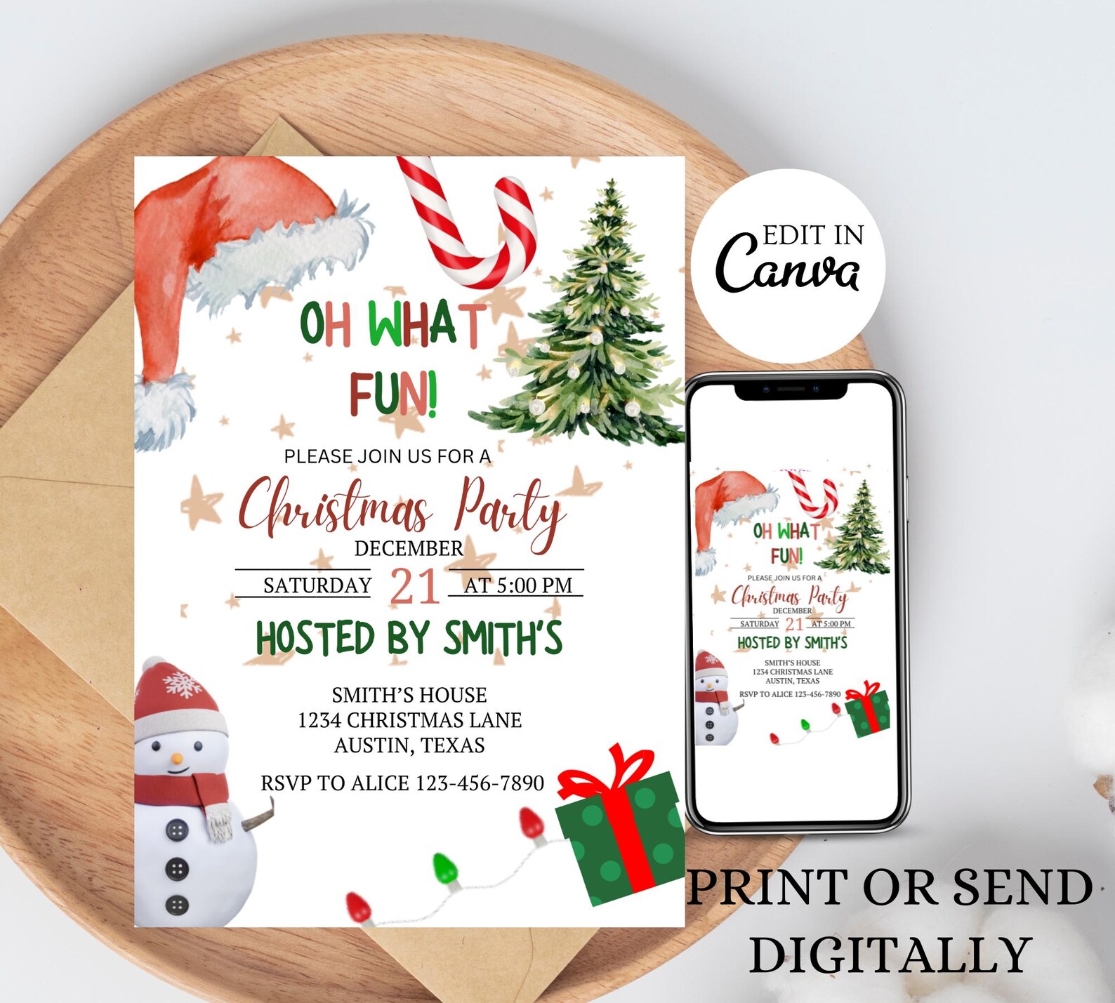 Oh What Fun Christmas Party Invitation, Kids Christmas Holiday Invite ...