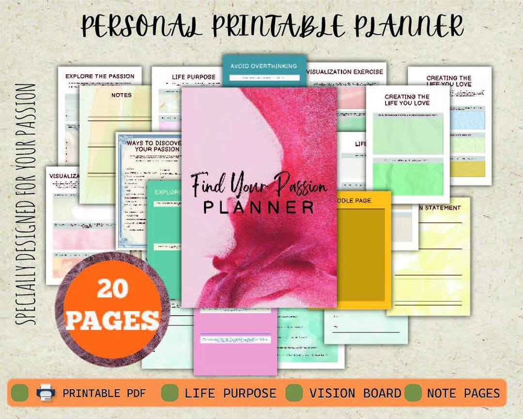 Explore Your Passion Planner | Visualization & Life Purpose Workbook ...