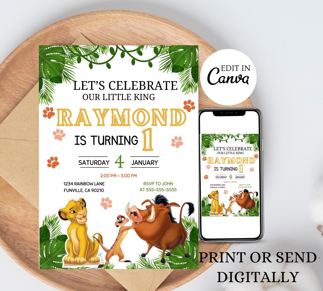 Lion King Birthday Invitation Party, Lion King Party Invitation ...