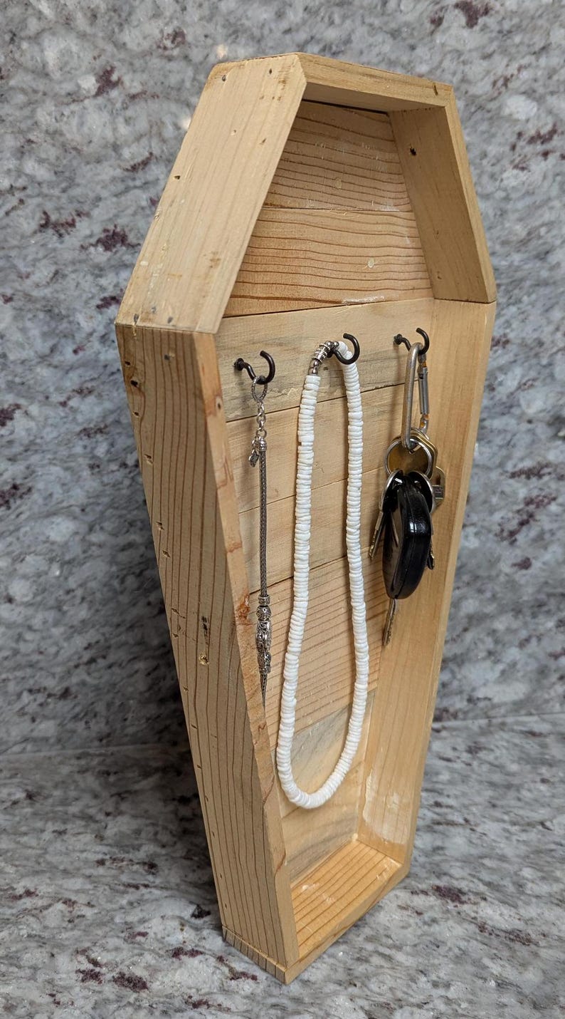 Medium Wood Coffin Necklace/key Holder - Etsy
