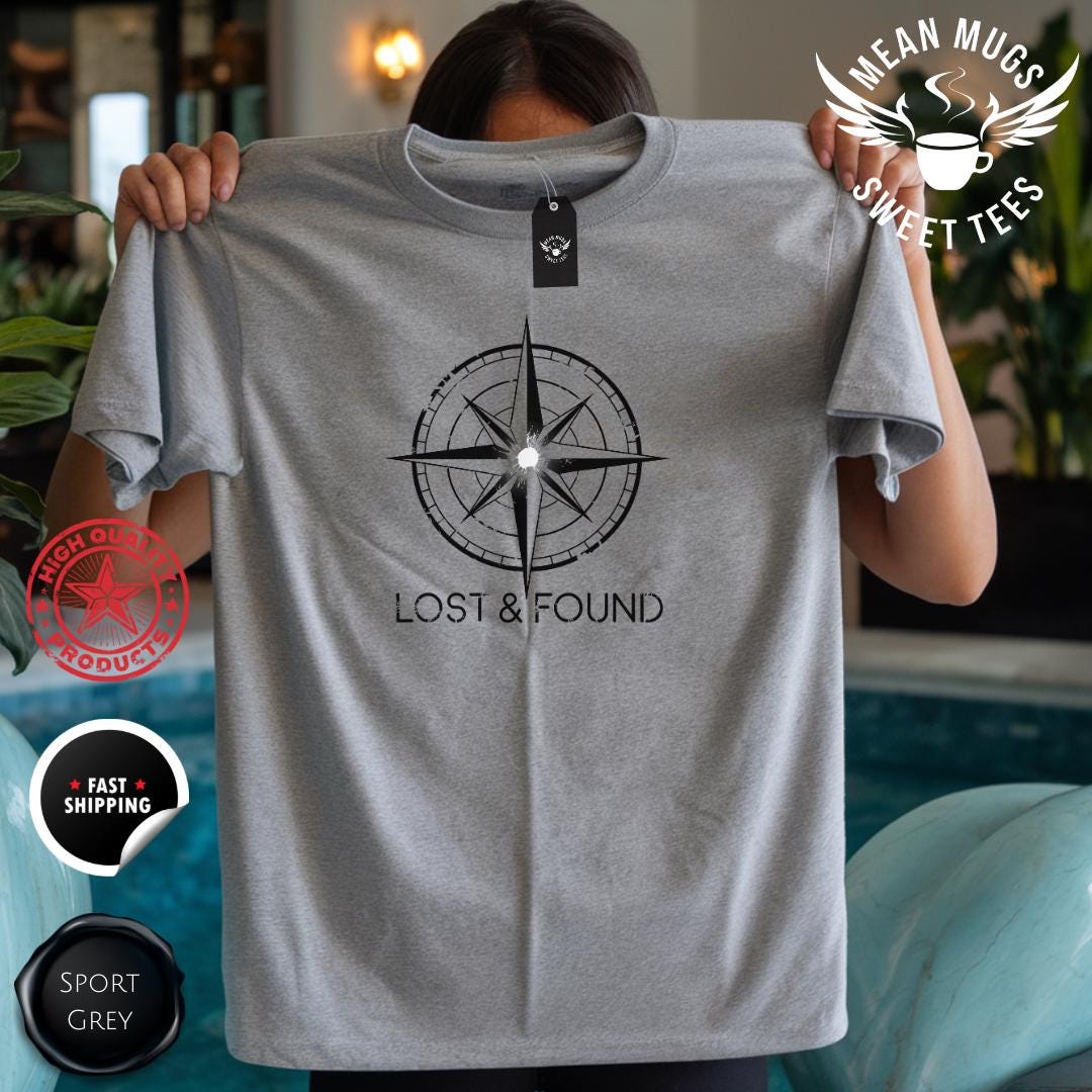 Lost and Found Compass Shirt, Unique Adventure Graphic Tee, Lost and ...