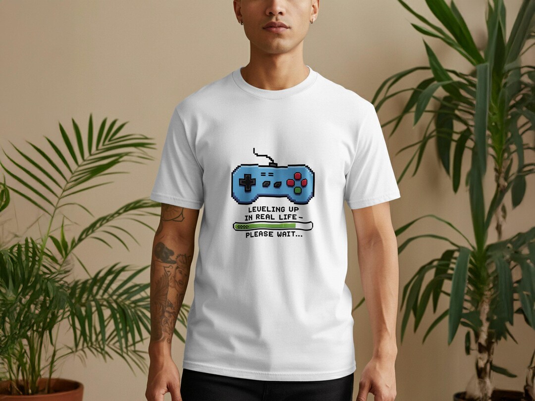 Leveling up in Real Life Shirt - Gamer Loading Tee - Funny Pixel Game ...