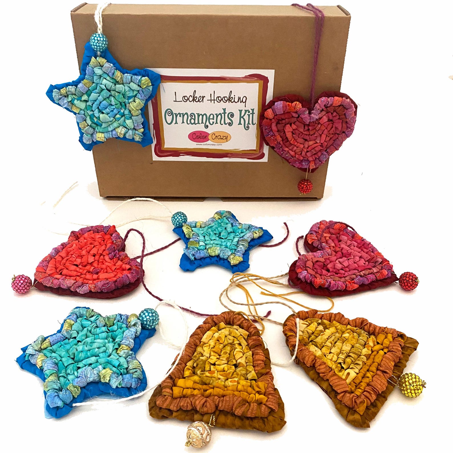 Holiday Ornaments Locker Hooking Kit - Hearts, Stars, Bells - Etsy