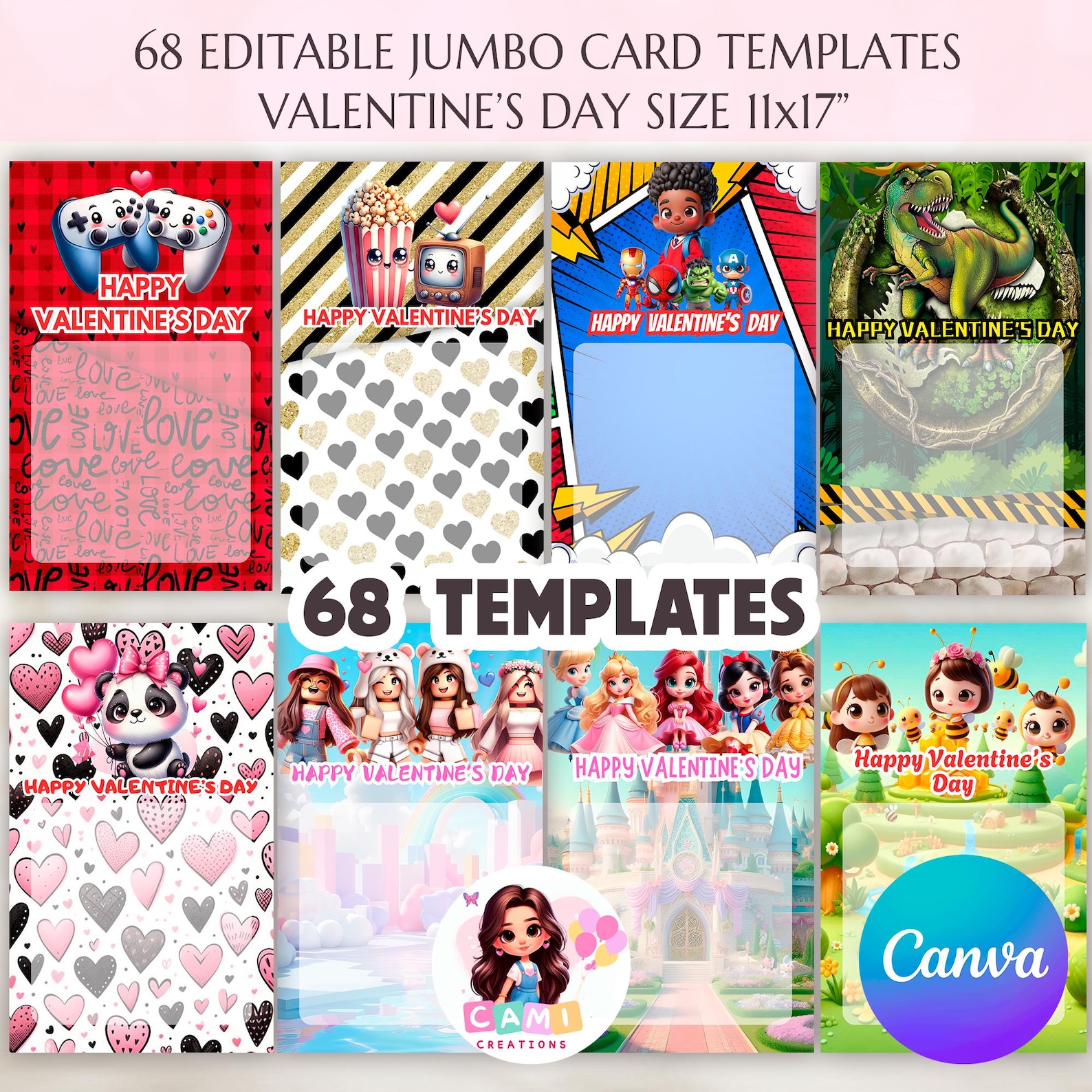 Jumbo Cards Valentine's Day,jumbo Valentines Card Templates Canva ...