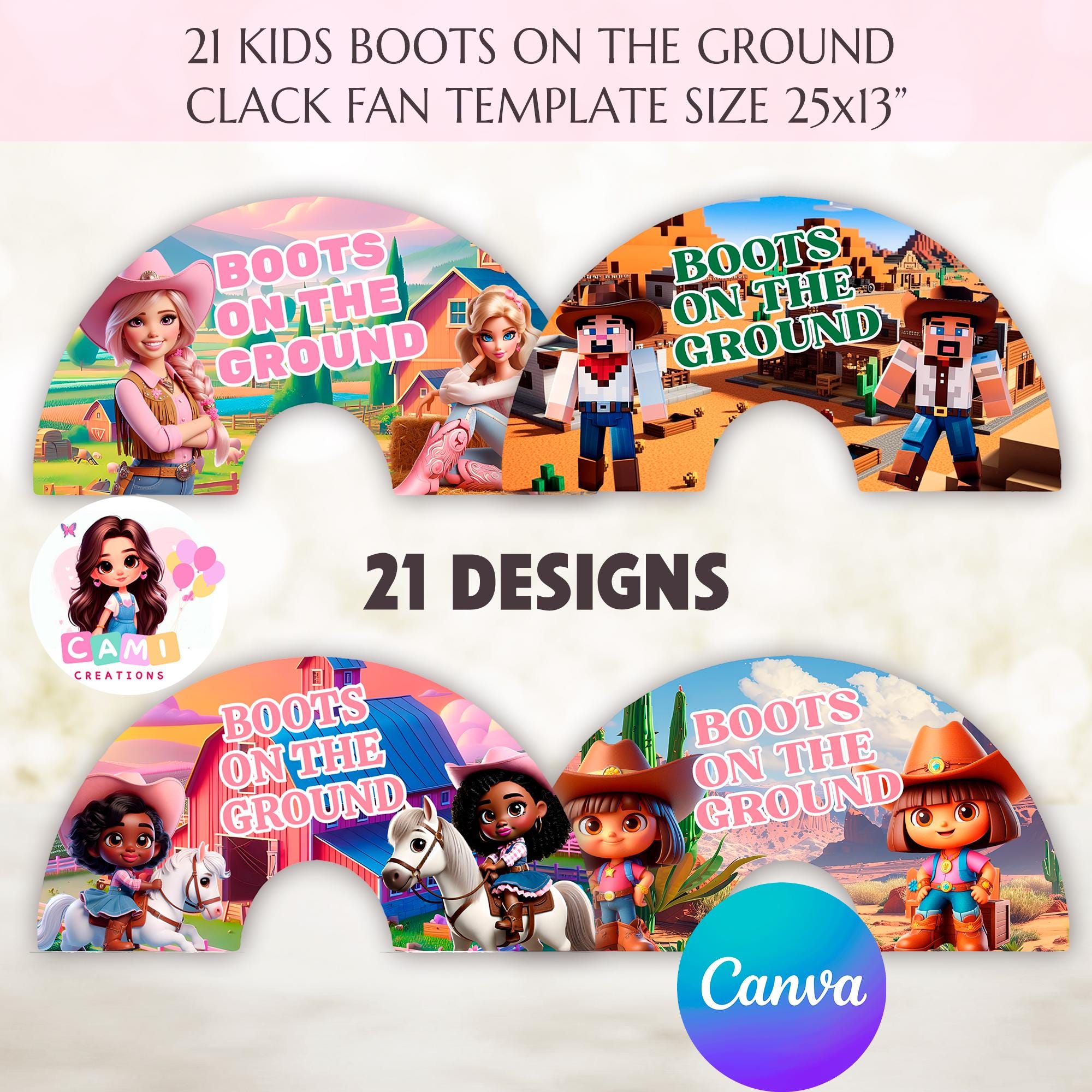 Clack Fan Kids Boots on the Ground | Canva Clack Fan Template | Clack ...