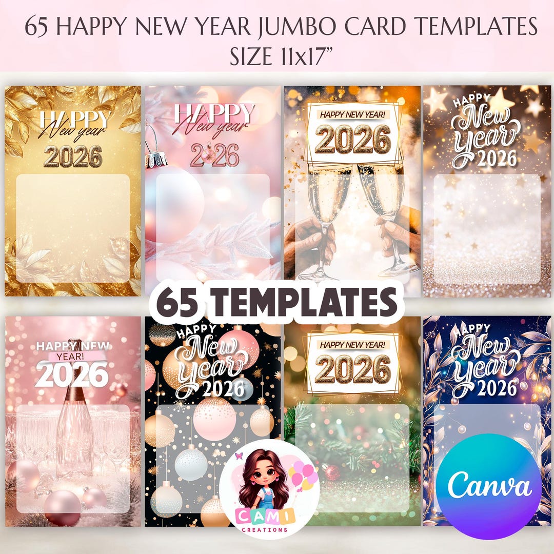 Happy New Year Cards Jumbo | Happy New Year Jumbo Card Template | New ...