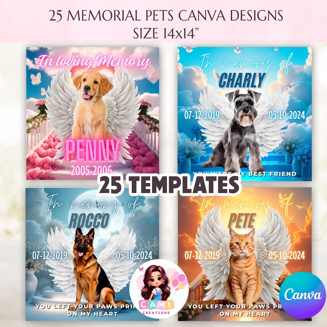 Memorial Pet Designs|pet Memorial Canva Designs |loss of Dog |loss of ...