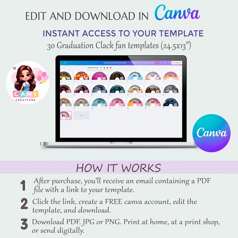 Graduation Clack Fan Template | Canva Clack Fan Template | Graduation ...