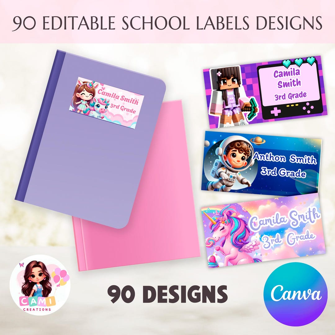 School Labels |editable School Labels |back to School Name Labels |cute ...
