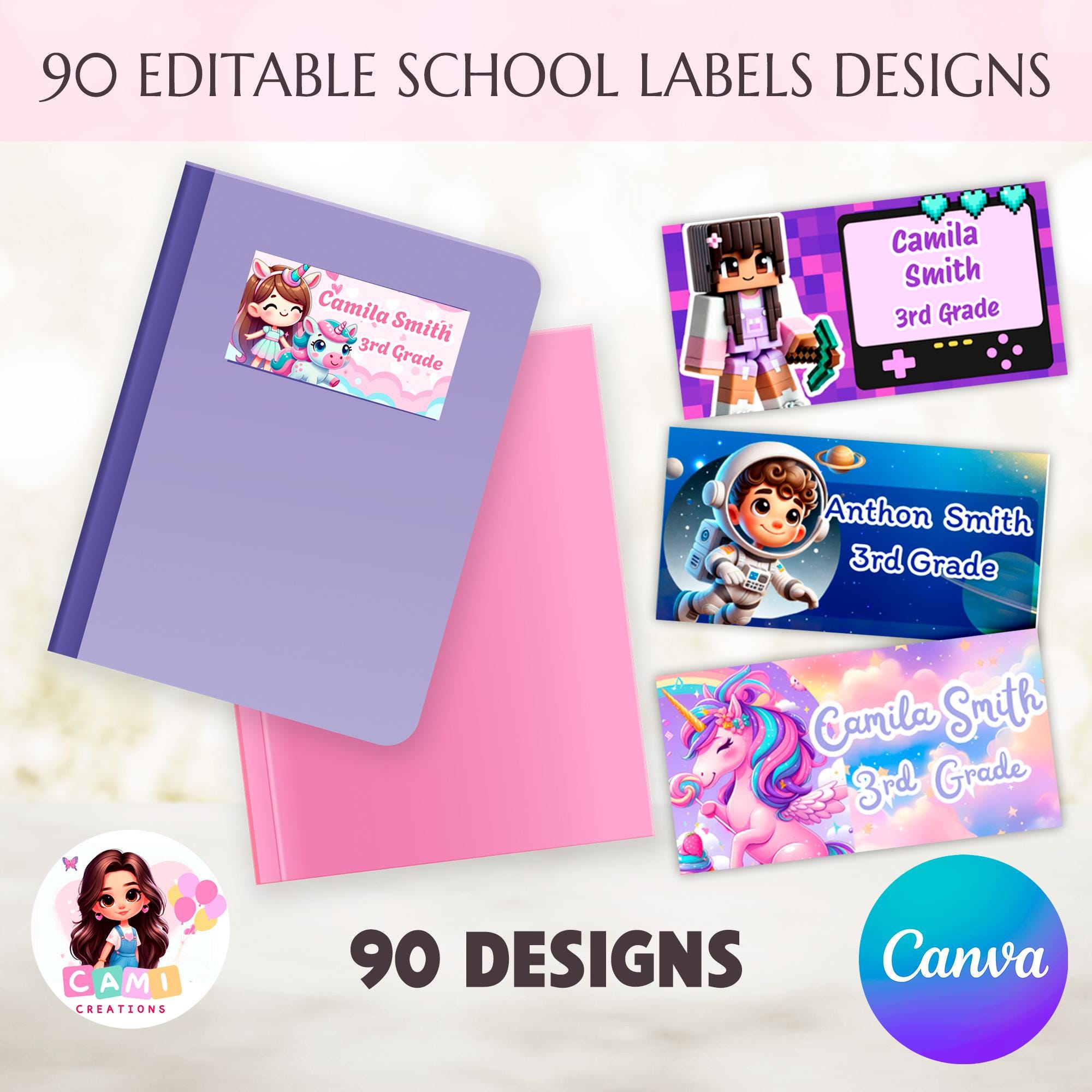 School Labels |editable School Labels |back to School Name Labels |cute ...