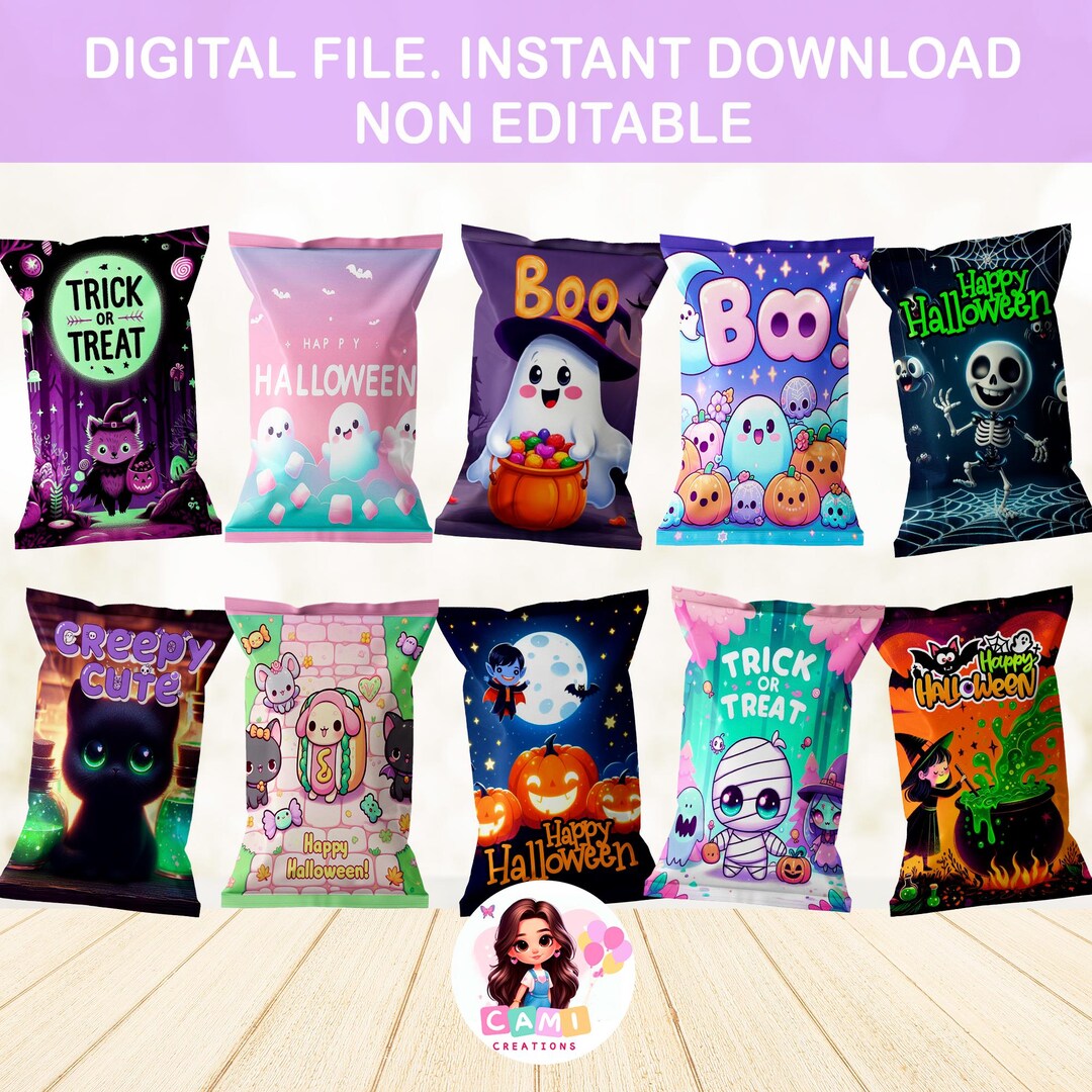 Halloween chip bag |Halloween chip bag Bundle |Candy bag para Halloween ...