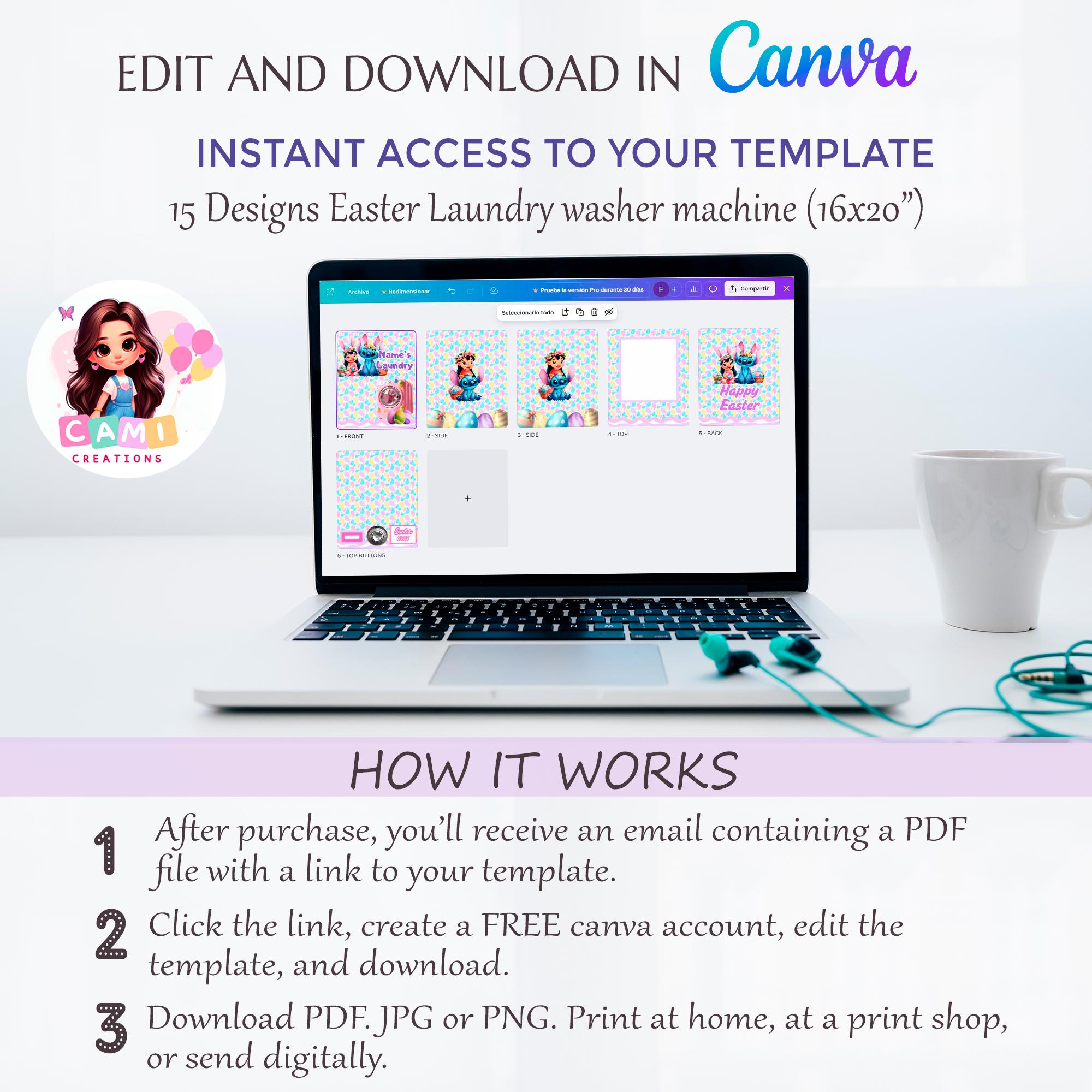 Easter Laundry Washer Machine| Washing Machine Templates Easter Vending ...