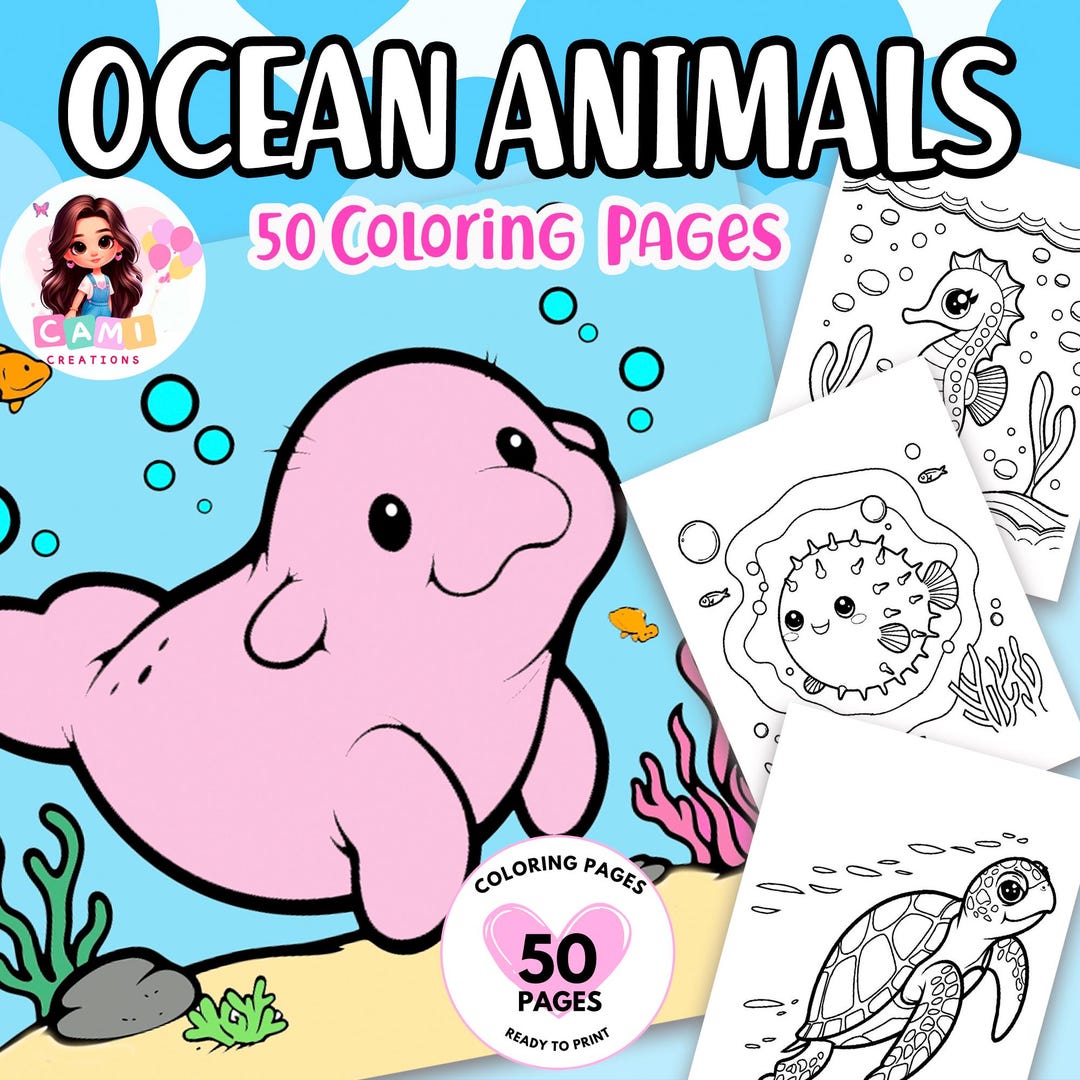 Ocean Animals Coloring Pages|printable Coloring Book Sea Creatures|sea ...