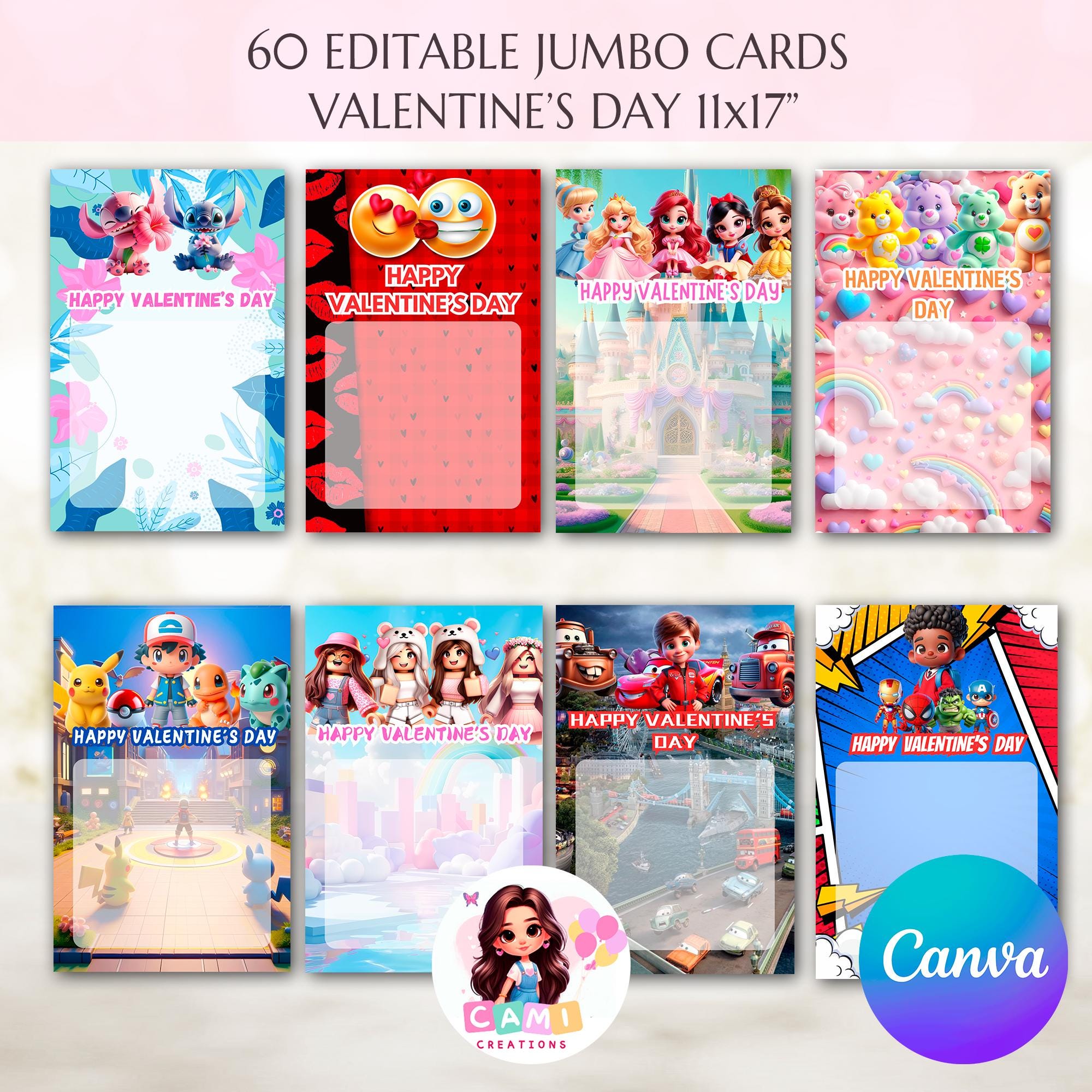 Jumbo Cards Valentine's Day,jumbo Valentines Card Templates Canva ...