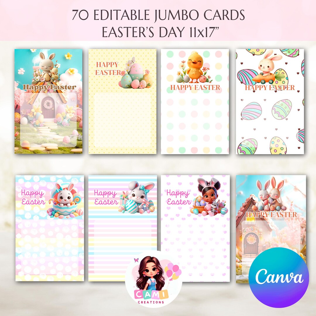 Bunnies Treat Card. Editable Jumbo Easter Treat Card,easter Jumbo Cards ...