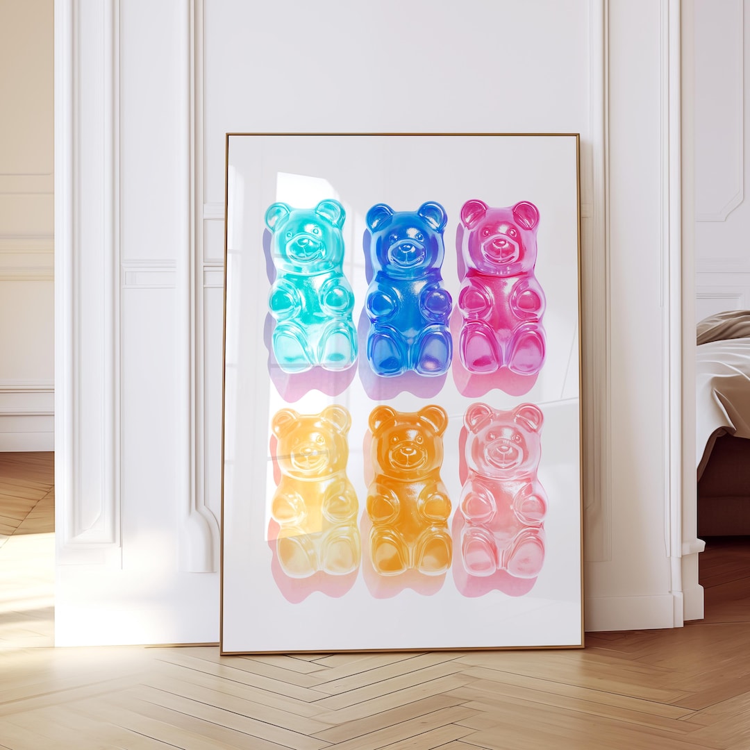 Gummy Bear Wall Art, Colorful Pop Art Print, Modern Candy Poster, Cute ...
