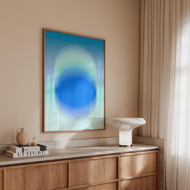 Blue Gradient Art Print, Aqua Aura Poster, Modern Wall Decor - Etsy