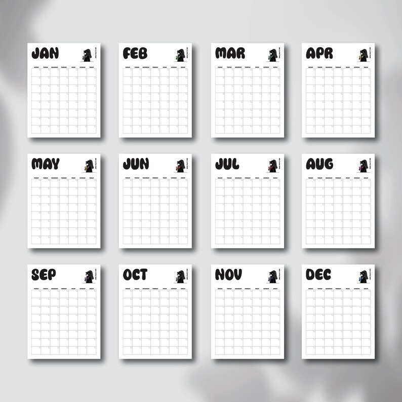 Simple Calendar, Printable, Minimalist Printable Calendar, Instant ...