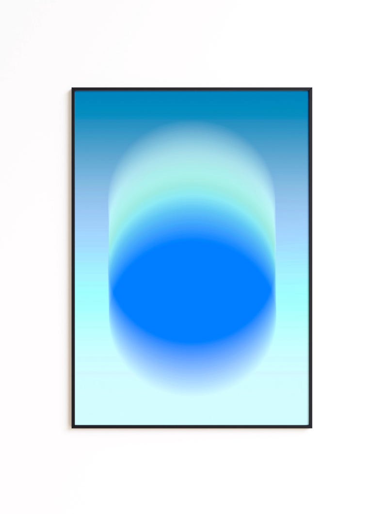 Blue Gradient Art Print, Aqua Aura Poster, Modern Wall Decor - Etsy