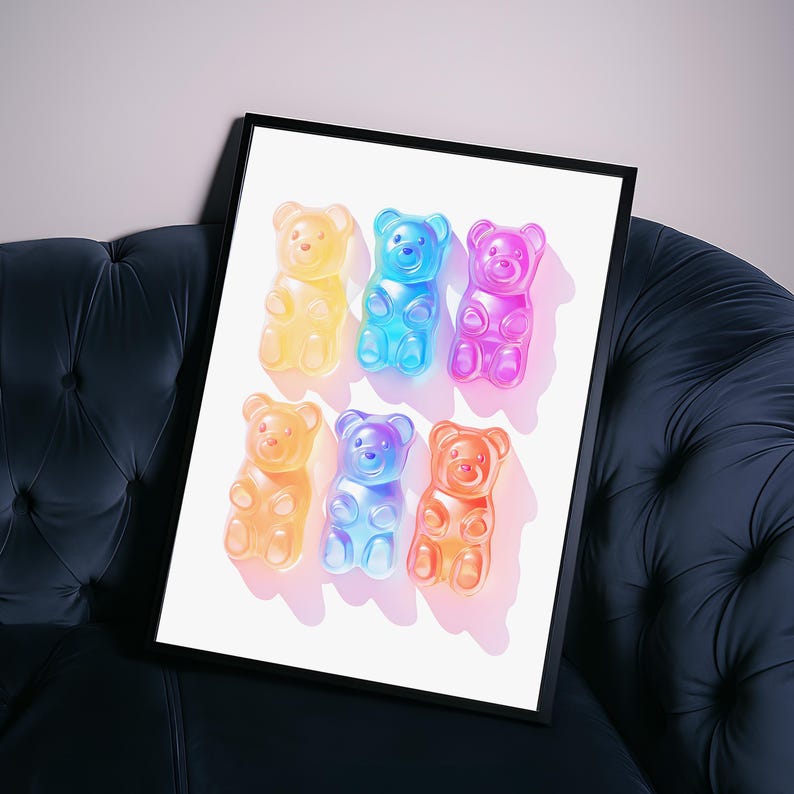 Colorful Gummy Bear Art Print: Sweet Kids Room Decor - Etsy