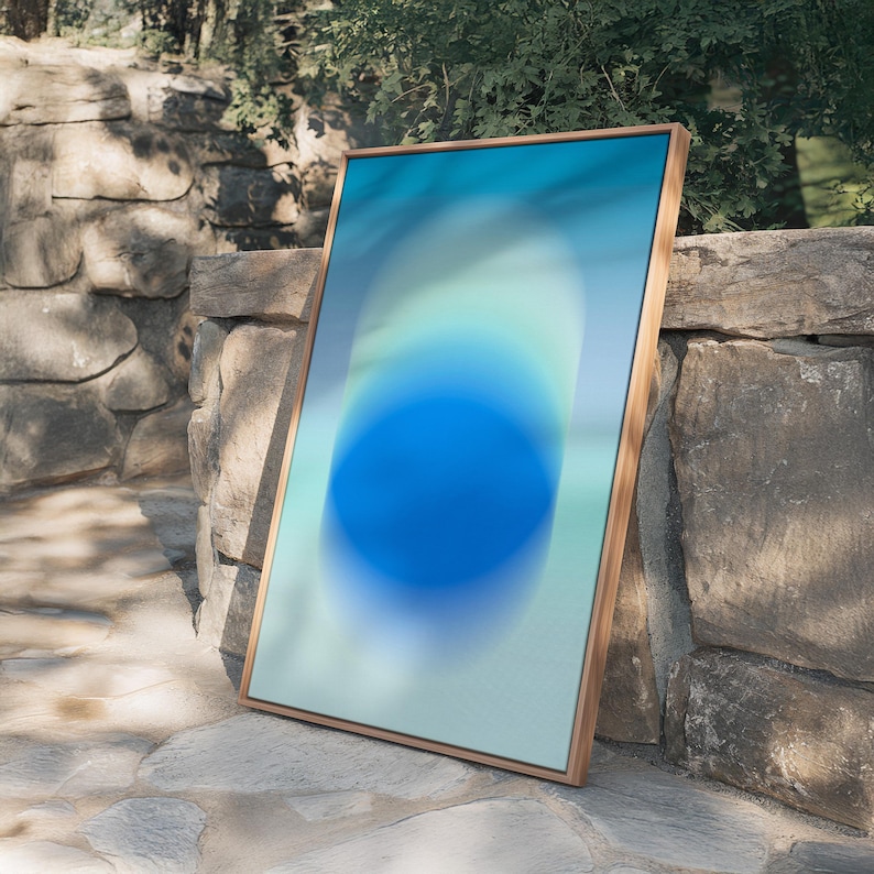 Blue Gradient Art Print, Aqua Aura Poster, Modern Wall Decor - Etsy