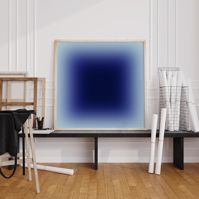 Blue Mist Gradient Wall Art – Modern Abstract Canvas Print, Minimal ...