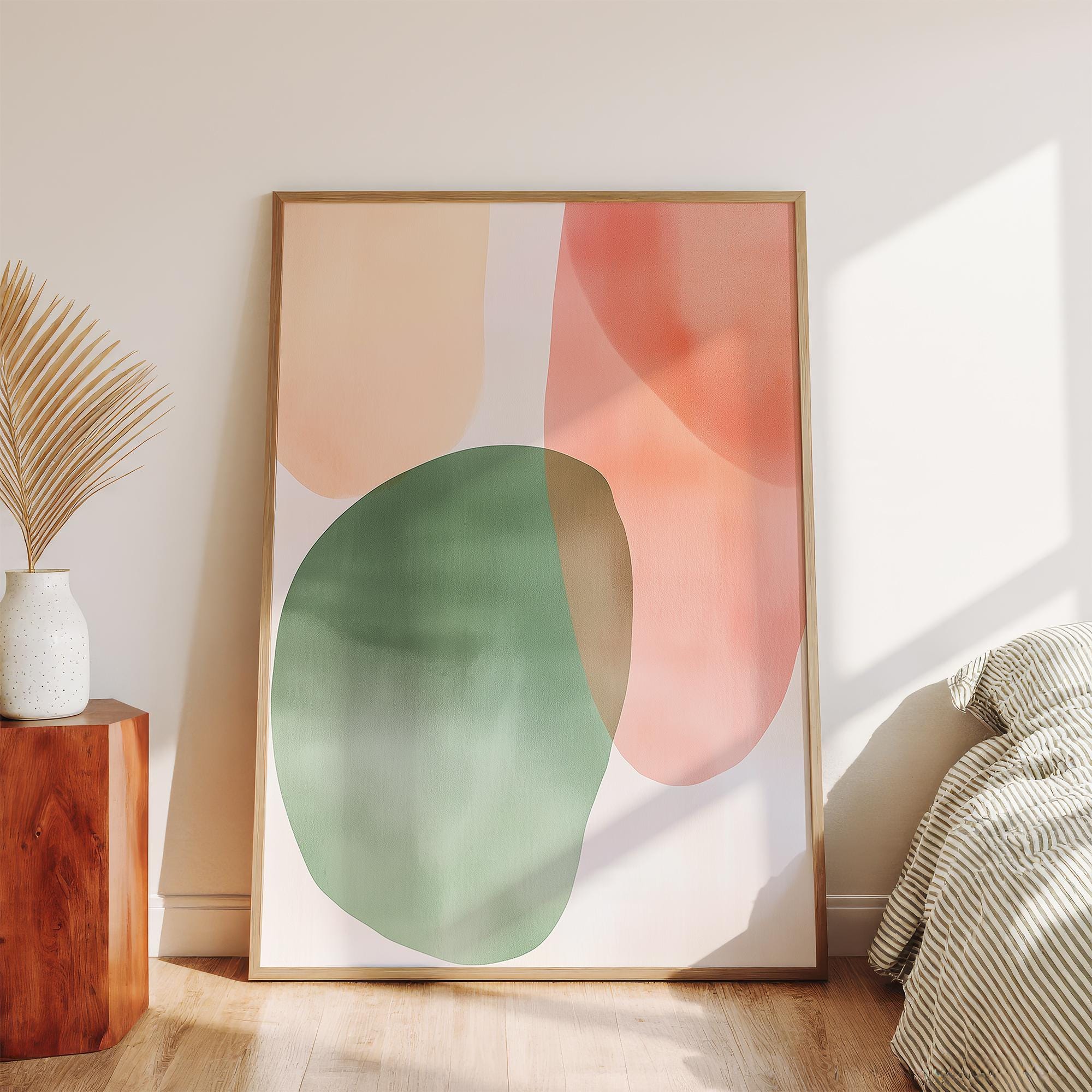 Abstract Organic Wall Art Print – Green Peach Coral Modern Colors - Etsy