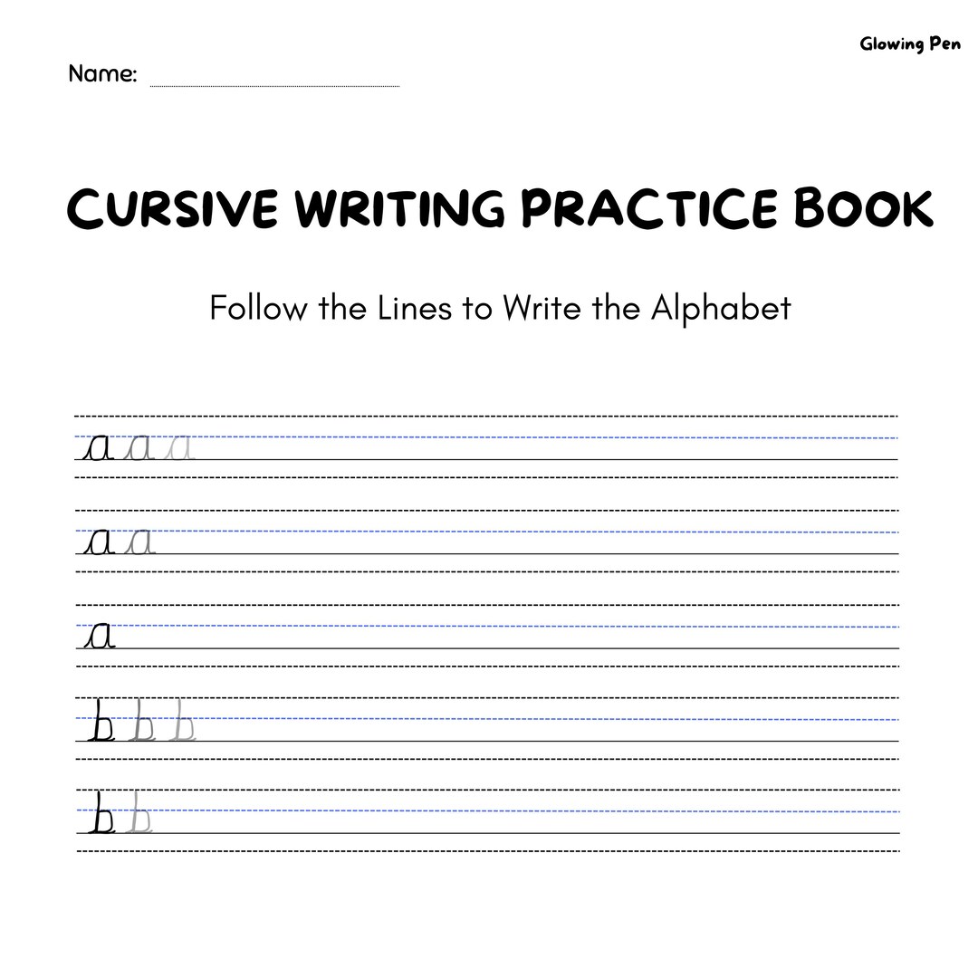Printable Lowercase Cursive Trace the Alphabet Worksheets, Instant ...