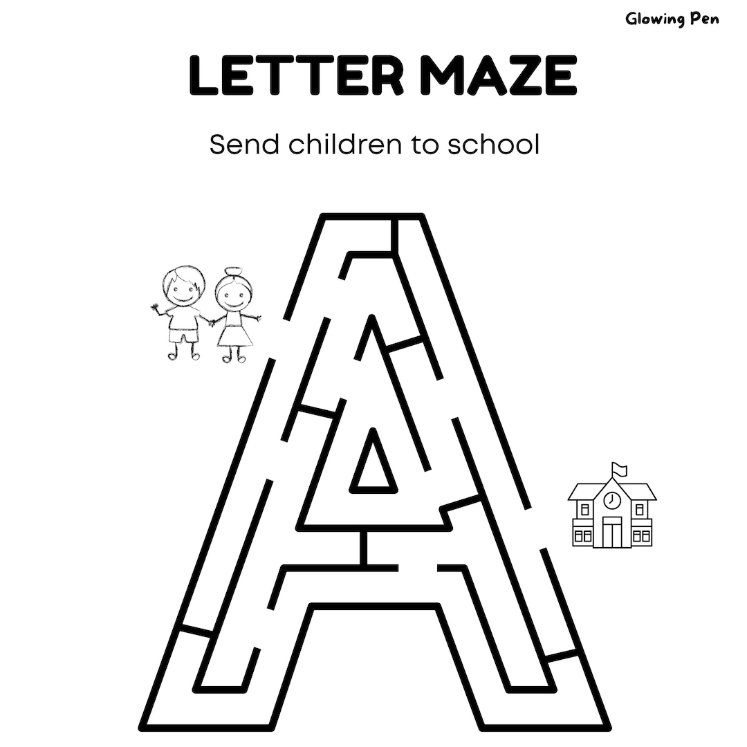 Letter Mazes, Uppercase A-Z Alphabet, Preschool Activity, Game for Kids ...
