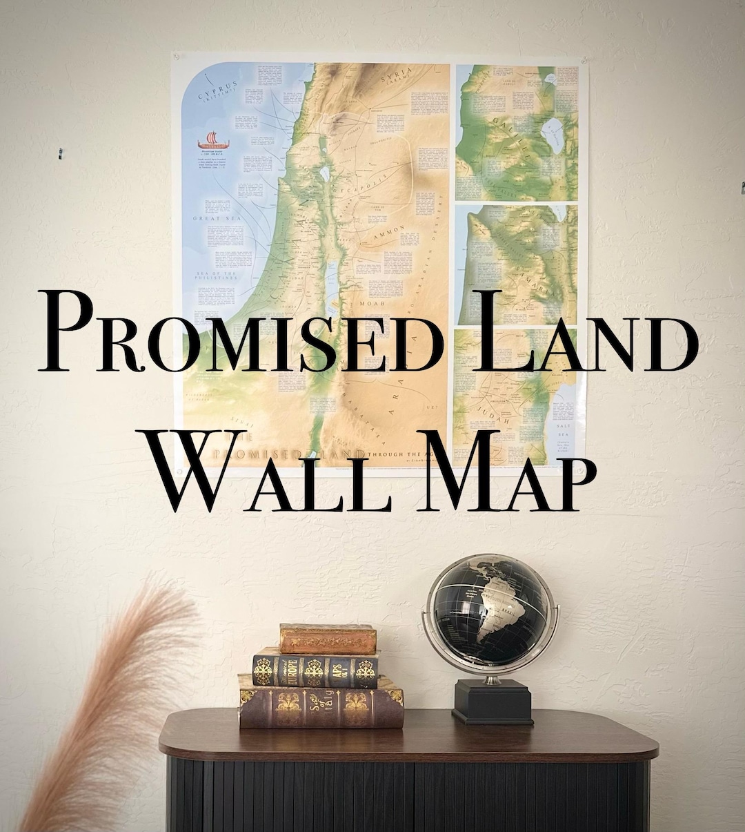 Bible Lands Map Poster: Promised Land, Historical Wall Art (30” X 30 ...