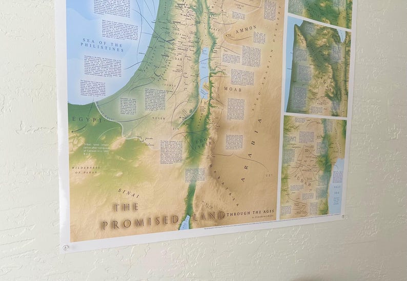 Bible Lands Map Poster: Promised Land, Historical Wall Art (30” X 30 ...