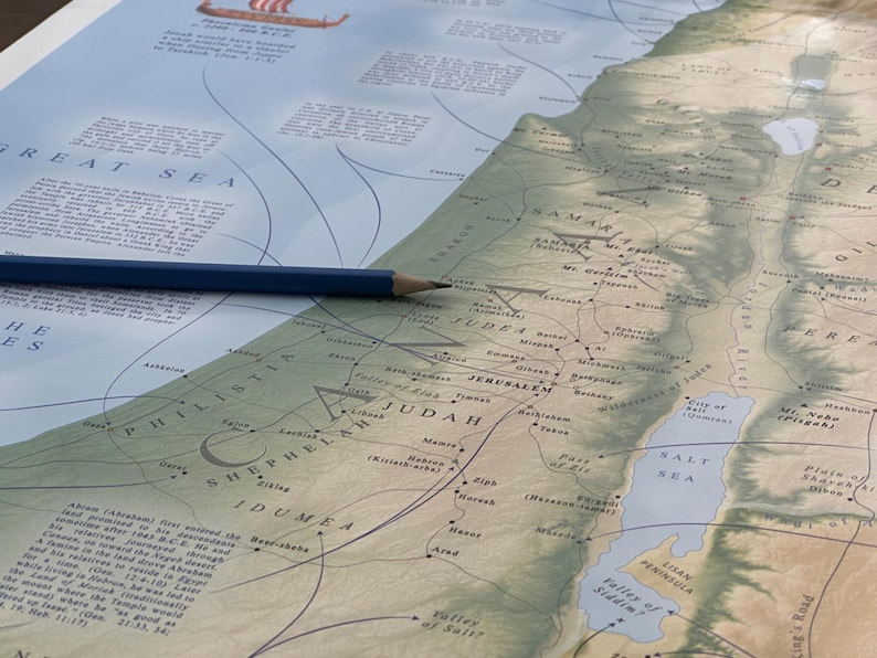 Bible Lands Map Poster: Promised Land, Historical Wall Art (30” X 30 ...