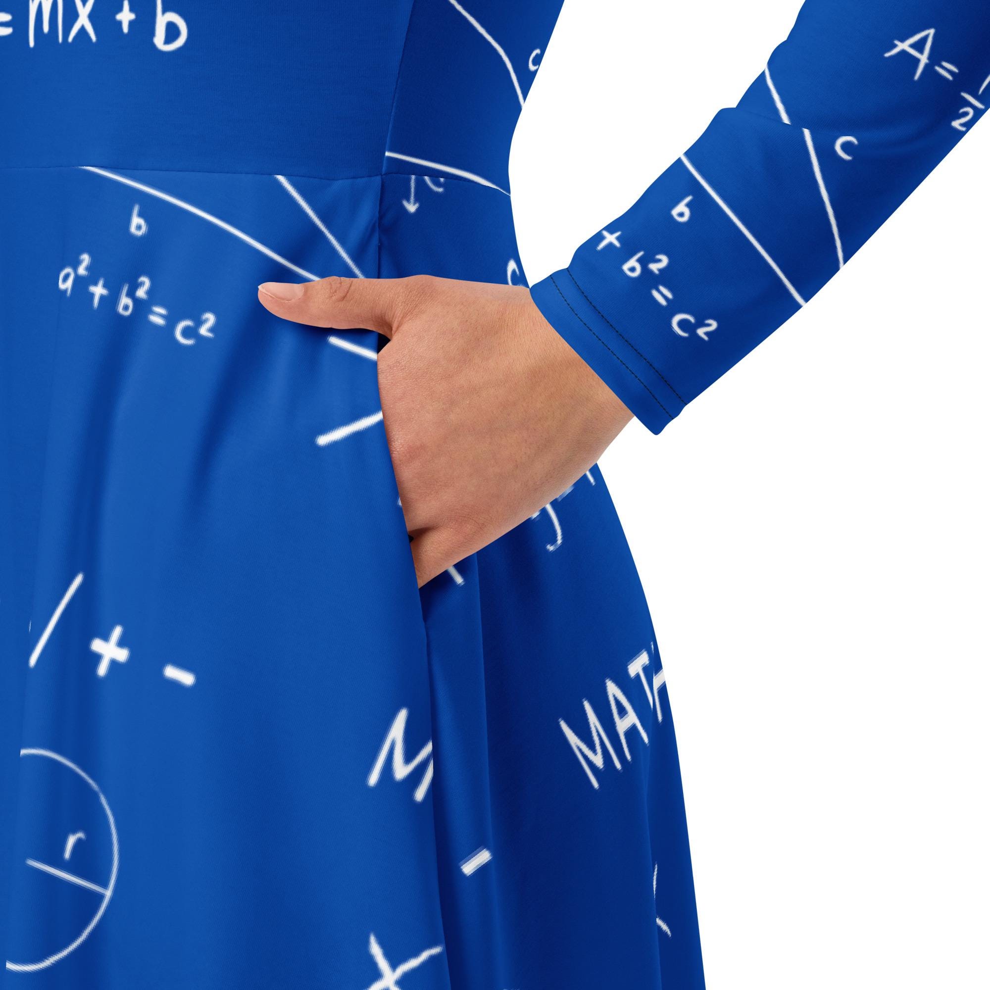 Math Teacher Midi Dress With Pockets - Blue - Etsy