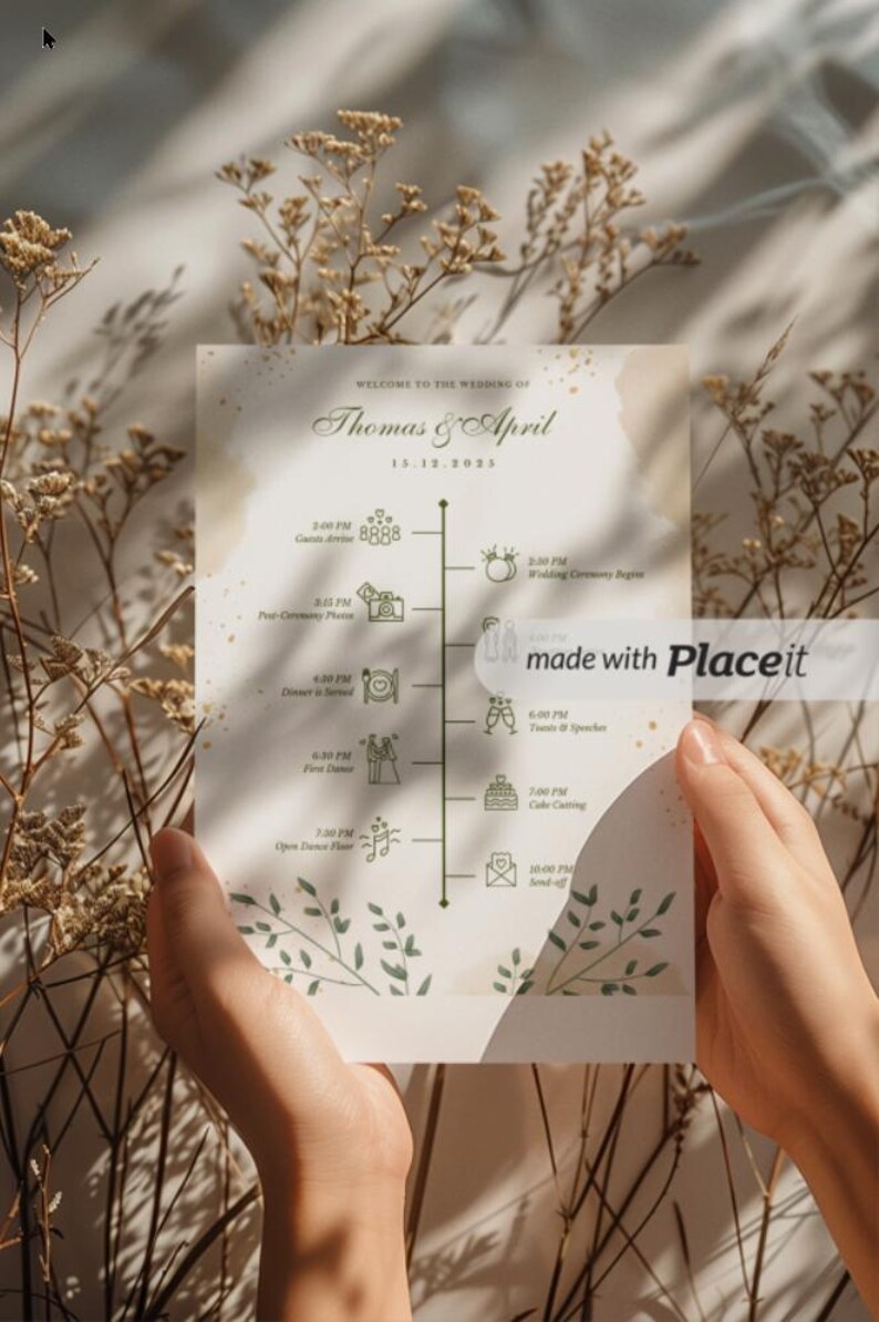 Editable Wedding Timeline Template, Day-of Timeline, Wedding Itinerary ...