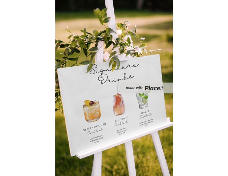 Signature Drink Sign Template, Signature Drink Bar Menu Template ...